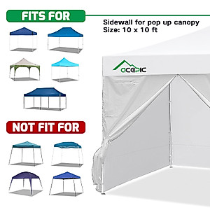Acepic Instant Canopy Tent Sidewalls for 10x10 Pop Up Canopy 210D Waterproof,4 Piece Sidewalls, with Doors,White(4PCS Sidewalls Only, Canopy Tent NOT Included)