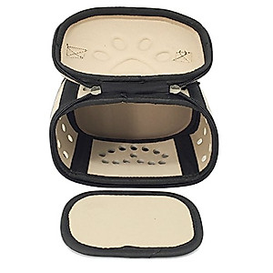 Portable Mini Poodle Puppy Carrier Hamster Cage - Cute Travel Carrier Hard-Sided Cage for Small Animal Puppy Kitty Hedgehog (Beige)