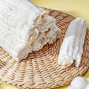 Baby Muslin Washcloths- Natural Muslin Cotton Baby Wipes - Soft Newborn Baby Face Towel for Sensitive Skin- Baby Registry as Shower, 10 Pack 12x12 inches by MUKIN (White)