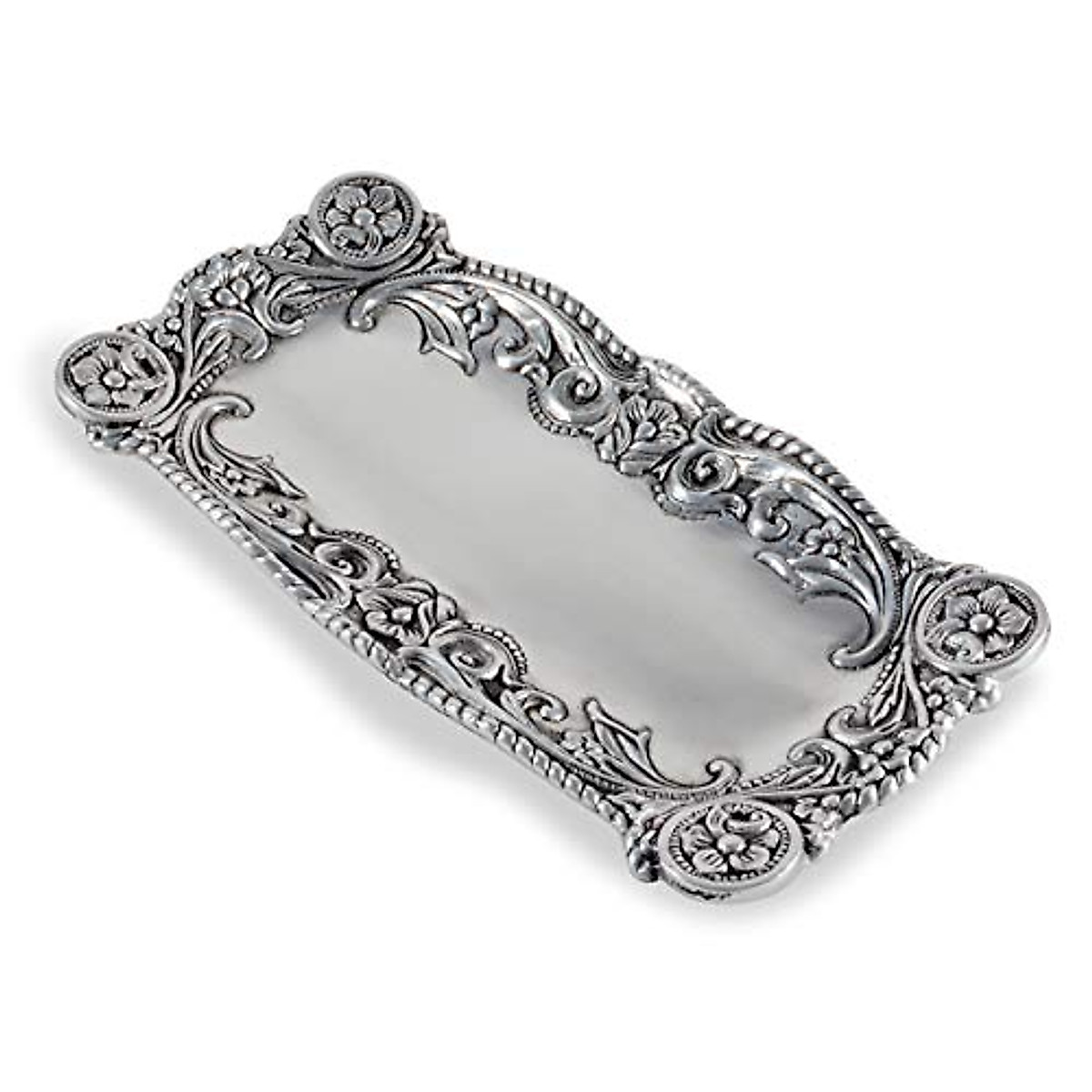 Arthur Court Western Pattern Concho Bread / Snack Serving Tray Parties Bar Dish - Cowboy / Cowgirl Silver Aluminum 6 inch x 12.25 inch