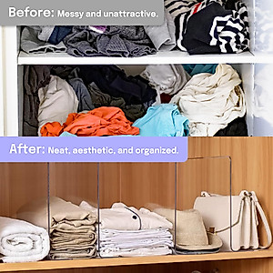 Jogori Shelf Dividers for Closet Organization: Durable Clear Acrylic Divider Organizer for Shelves - Vertical Adjustable Shelving Separators for Clothing Purse