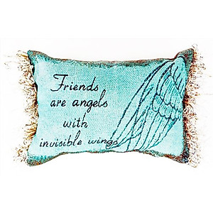 Manual 12.5 x 8.5-Inch Decorative Embroidered Word Pillow with Fringe, Friends are Angels