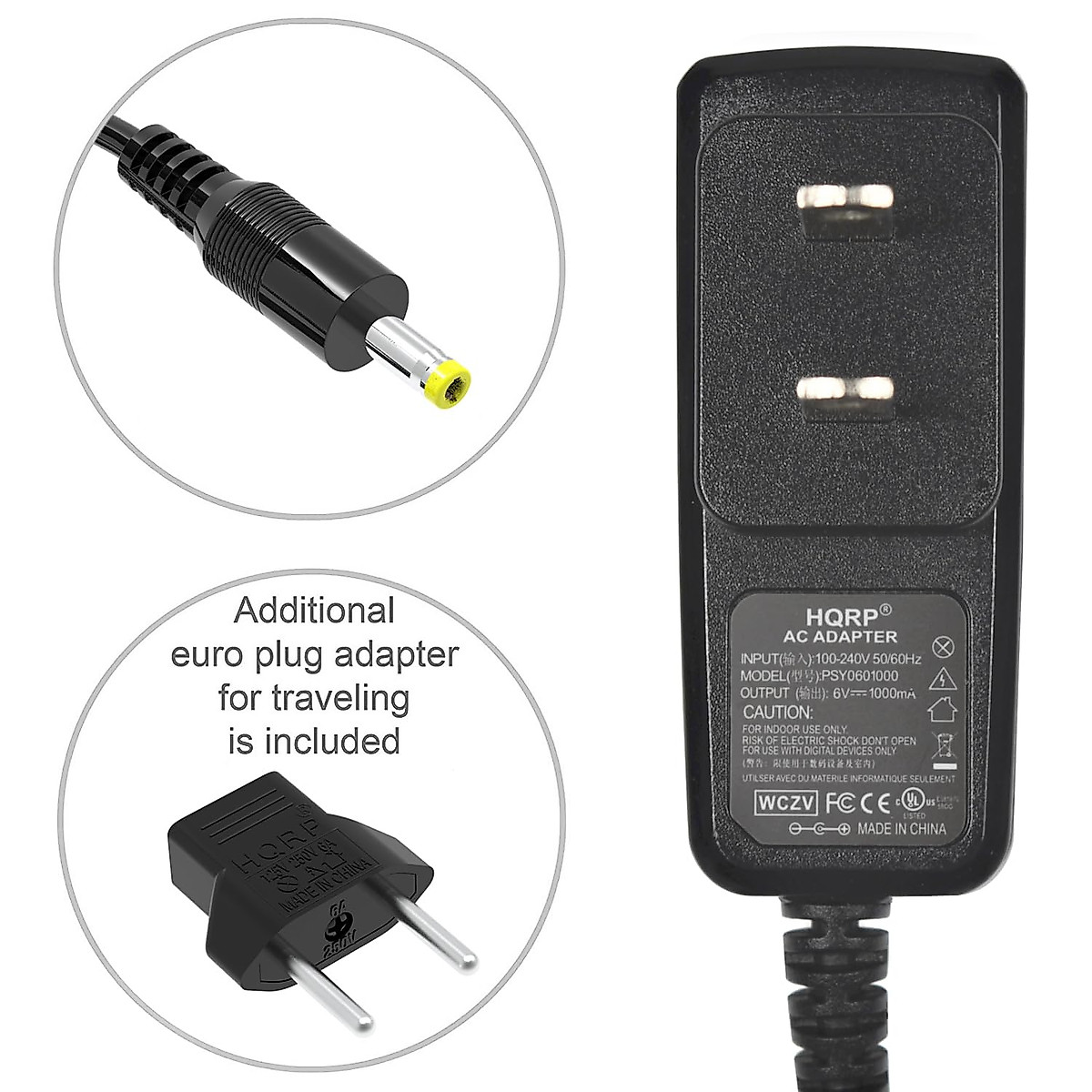 HQRP AC Power Adapter Compatible with Omron Healthcare 5 Series, 7 Series, 10 Series, Silver, Gold, Platinum Upper Arm Blood Pressure Monitor, Hem-ADPTW5 AC Adapter Omron Power Supply 6v DC Cord