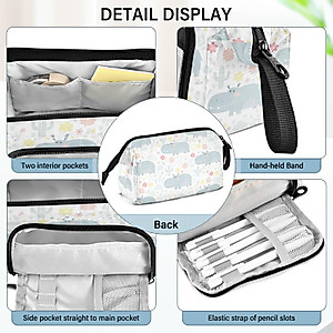 Custom Cute Hippo Pencil Bag Pencil Case Personalized Large Capacity Pen Box Customized Pencil Pouch Organizer Pen Bag for School Office Students