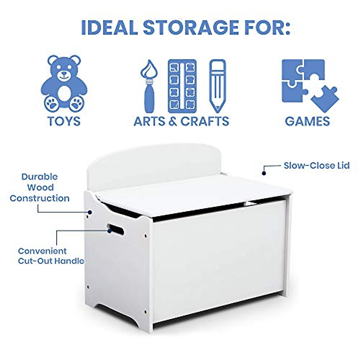 Delta Children MySize Deluxe Toy Box - Greenguard Gold Certified, Bianca White