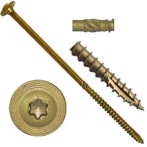 #17 x 8" Construction Lag Screw Exterior Coated Torx/Star Drive Heavy Duty Structural Lag Screw Far Superior to Common Lag Screws - Modified Truss Washer Head - 100 Screw Count
