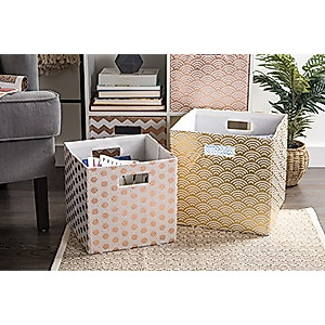 DII Collapsible Hard Sided Bin, Waves, Gold, Large