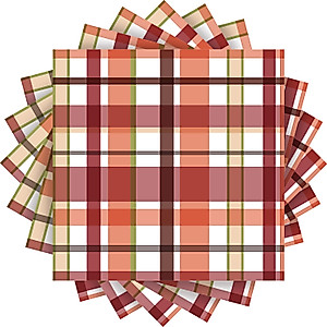 ​Quera 50 Pack Fall Paper Napkins Pumpkin Spice Plaid Autumn Cocktail Napkins Thanksgiving Party Supplies Disposable Bar Napkins for Thanksgiving Party, Engagement, Baby Shower, Celebration Party