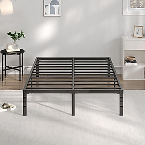 WAYES Full Bed Frame, 14 Inch High Platform Bed Frame with Storage, Minimal Full Size Metal Bed Frame, Heavy Duty, No Box Spring Needed, Noise-Free, Easy Assembly, Black