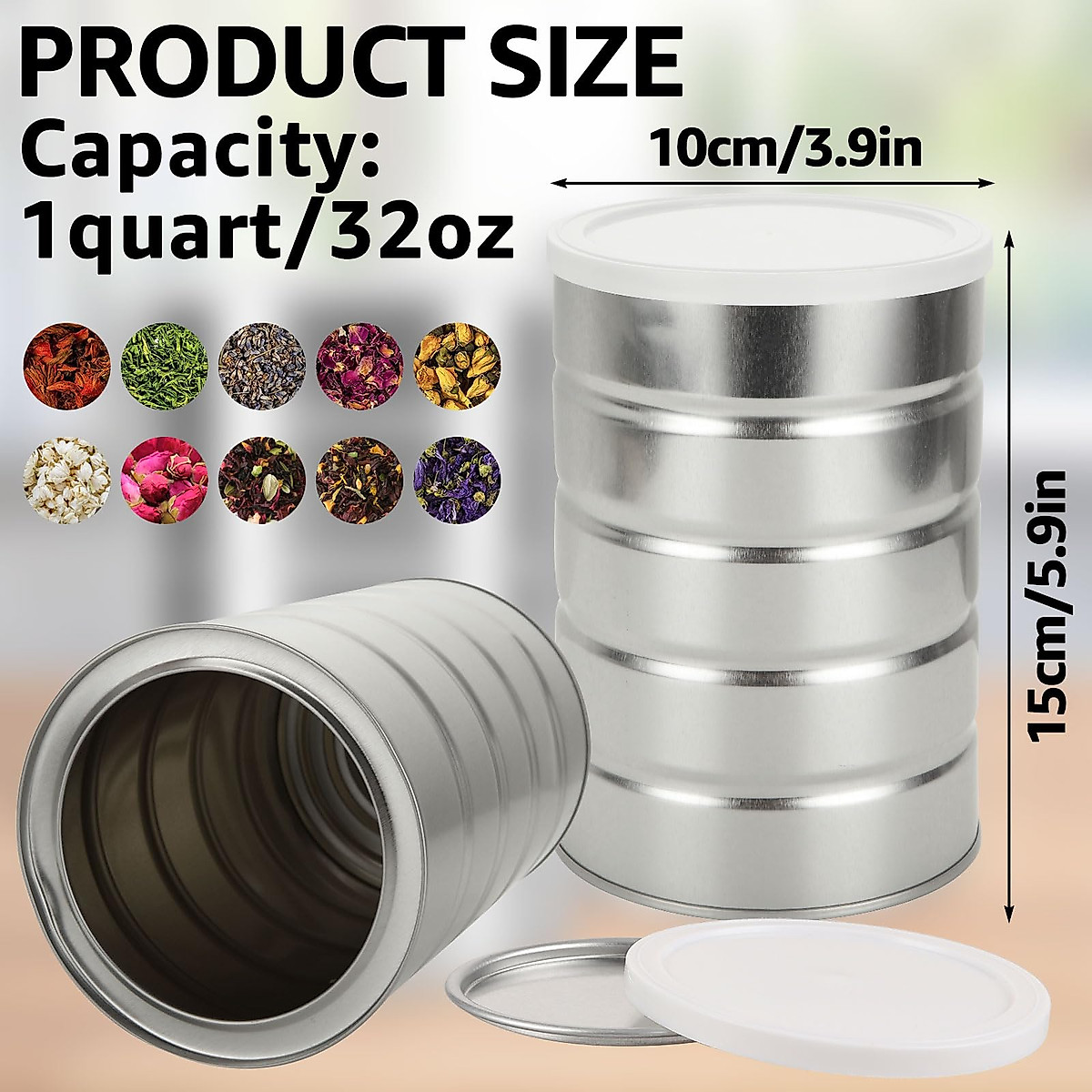 AKOLAFE 6 Pack Large Coffee Canisters with Airtight Lids 32 OZ Empty Coffee Container for Ground Coffee Storage Kitchen Canister Set Tea Storage Containers Metal Can Tea Tins for Loose Tea Bean Sugar