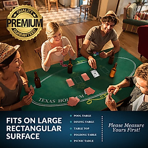 Poker Table Top Mat Texas Holdem Blackjack Felt Game Table Topper Cover Double Sided Storage Case Included. 3 x 6 ft. (36 x 72 in.) Easy Slide and Glide Design