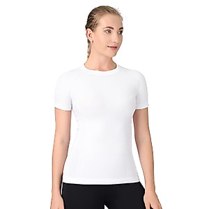 MathCat Workout Shirts for Women Short Sleeve, Workout Tops for Women, Quick Dry Gym Athletic Tops，Seamless Yoga Shirts White