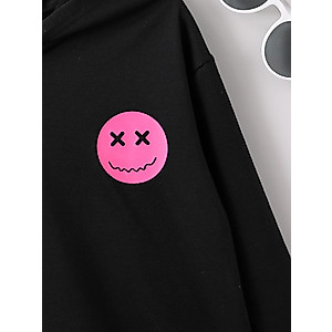 SOLY HUX Girl's Graphic Hoodie Sweatshirt Letter Print Pullover Tops Drop Shoulder Shirt Black 11-12Y