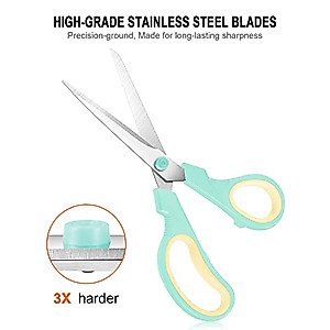 Scissors, All Purpose Thickened Scissor 8.5", Upgrade Stainless Steel Sharper Comfort Grip Scissors for Office School Supplies, Right/Left Handed, 3-Pack…