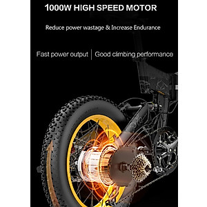 iRonsnow Lankeleisi 20" Fat Tire Electric Bike, 1000W Motor Folding Bicycle 28MPH 90NM - 7 Speed E Snow Mountain Ebike 48V 17.5Ah Lithium Battery E-Bike