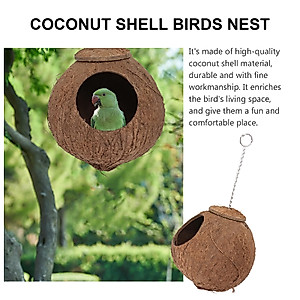 balacoo 2pcs Coconut Parakeet Nesting Box - Hanging Bird Nest Hut Natural Coconut Birdhouse Cage, Bird Hideout, Breeding Nest for Parrot Parakeet and Small Birds