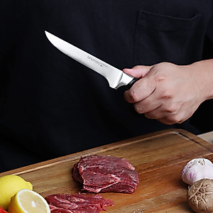 linoroso Boning Knife 5.7 inch Kitchen Knife with Elegant Gift Box, Sharp Forged German Carbon Stainless Steel Fillet Knife for Meat, Fish, Poultry, Full Tang, Ergonomic Handle