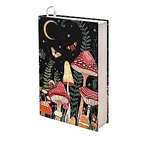 BYCHECAR Mushroom Book Covers for Hardcover Books 9 x 11 Inches, Moon Book Sleeve for Paperback Protector Cover Stretchable Book Sox Book Lovers Gifts