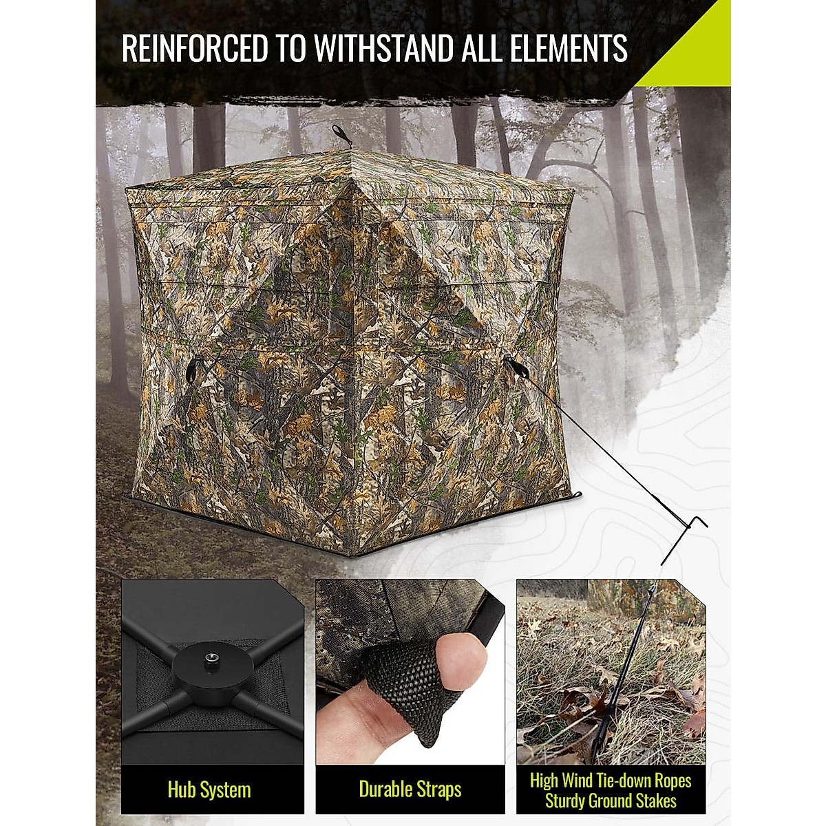 TIDEWE Hunting Blind See Through with Carrying Bag & Hunting Chair with Seat Cover