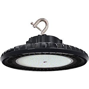OSTEK 480V 150W LED High Bay Light Fixture, 5000K UFO High Bay Lighting IP65 1-10V Dimmable Barn Workshop Warehouse Gym Airport Lights ETL DLC Listed US Hook 5' Cable