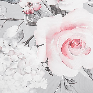 Koniroom 3 Pieces Pink and Grey Comforter Set Queen Size, Floral Bedding Sets with Pink Flowers and Leaves Pattern for Women Teen Girls, Reversible All Season Comforter with 2 Pillow Shams