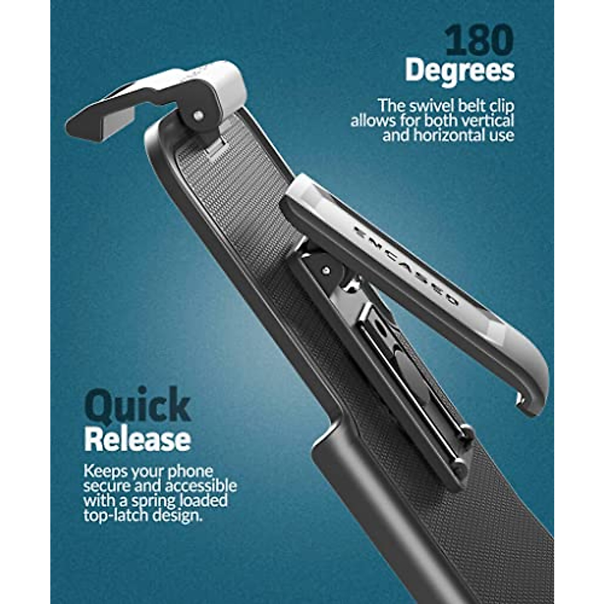 Encased MAG SlimShield Designed for iPhone 14 PRO Case with Belt Clip Holster - Compatible with MagSafe (Black)