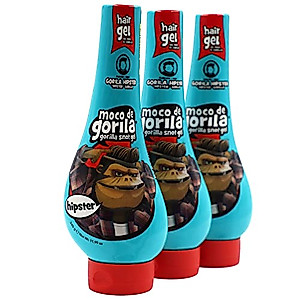 Moco de Gorila Hipster Hair Gel | Trendy Hair Styling Gel with Long-lasting Hold, Gorilla Snot Gel is the Ultimate Hair Gel to create any Hipster Mainstream Hairstyle; 11.9 oz Squizz Bottle (3 Pack)