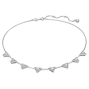 Swarovski Ortyx necklace, Triangle cut, White, Rhodium plated