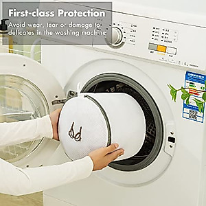 Musgogo Bra Washing Bags for Laundry, Mesh Delicates Bra Laundry Bags for Washing Machine, Large Bras Wash Bag Net Lingerie Undergarment Underwear Protector Bags, Sandwich Fine Mesh (2 Pcs White)