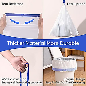 2.6 Gallons Small Trash Bags Strong Drawstring Garbage Bags 60 Count for Trash Cans Office Living Room Kitchen and Bathroom - Thickened Unscented