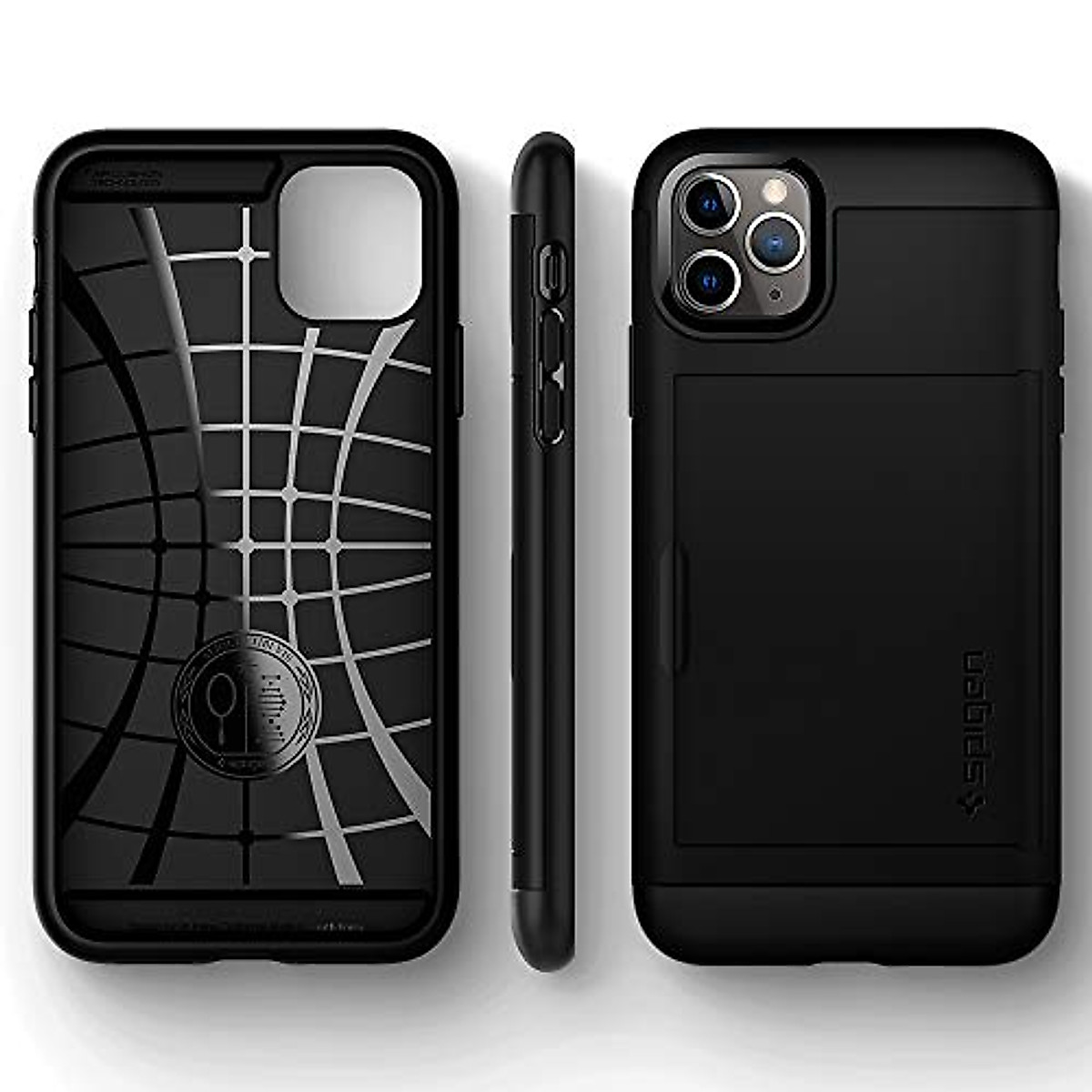 Spigen Slim Armor CS Compatible with iPhone 11 Pro Max Case, 2-Piece Card Slots TPU Mobile Phone Case for iPhone 11 Pro Max Case Black 075CS27139