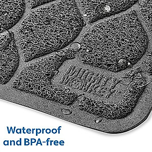 Mighty Monkey Durable Easy Clean Cat Litter Box Mat, Great Scatter Control Mats, Keep Floors Clean, Soft on Sensitive Kitty Paws, Cats Accessories, Large Size, Slip Resistant, 24x17, Graphite