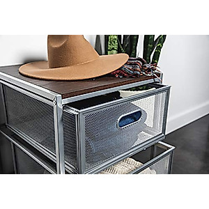 Real Home Innovations, 3-Drawer Stackable Mesh Organizer, Silver & Espresso