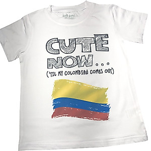 Cute Now Toddler Colombia T-Shirt 'Til My Colombian Comes Out Kids Shirt Top in White 2T-8T (6T)