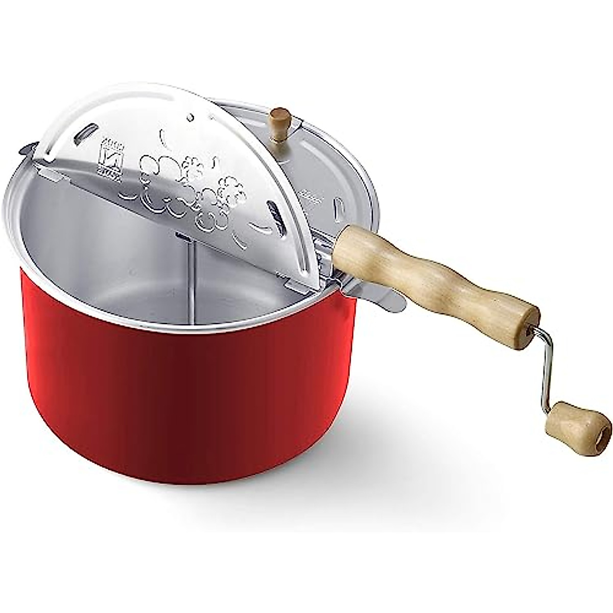 Cook N Home 02699 6-Quart Aluminum Stovetop Popcorn Popper, Red