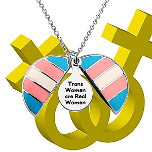 CENWA Transgender Pride Gift Trans Pride Jewelry Trans Women Are Real Women Open Locket Necklace (Trans Women N)