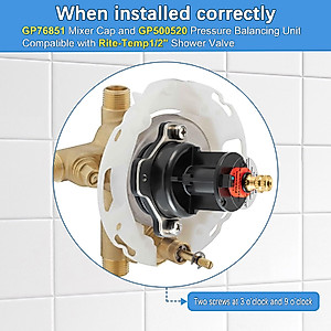 GP76851 Mixer Cap and GP500520 Pressure Balancing Unit, Compatible with Kohler GP77759 Mixer Cap, Shower Cartridge Replacement Valve Repair Kit, for Rite-Temp and 1/2" Shower Valve