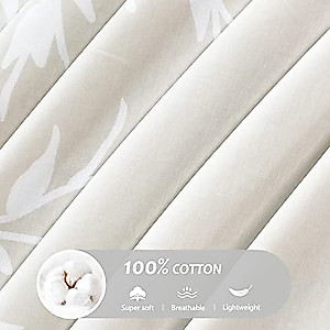 Style Quarters Dahlia Lane 3pc Duvet Cover Set - Multi-Color Floral Stems with White Leafy Silhouettes - 100% Cotton - Machine Washable - Includes 1 Duvet Cover + 2 Shams (Queen)