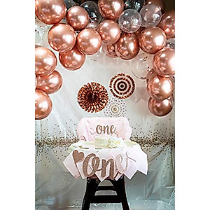 Chrome Metallic Rose Gold Balloons for Party 50 pcs 12 inch Thick Latex Balloons for Rose Gold Baby Bridal Shower Birthday Party Decorations