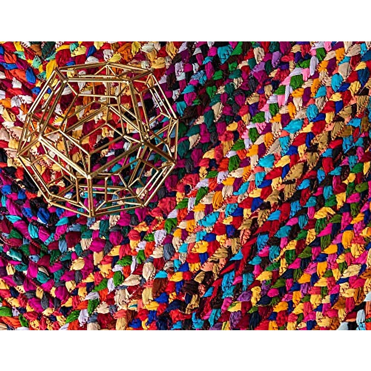 Unique Loom Braided Chindi Collection Area Rug - Layer (3' 3" Round, Multi/ Blue)