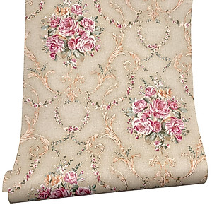 LovingWay 14.7 Feet Wallpaper Roll Floral Shelf Liner 17.7x177 Inch Self-Adhesive Dresser Drawer Covering Paper DIY Makeup Organizers Boxes Yellow Rose