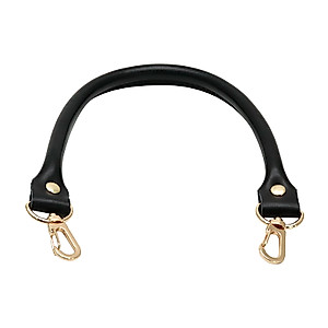 Semetall Black Purse Straps Replacement 2 Pack 40cm/15.7" Total Length PU Leather Handbag Handles Black Leather Purse Handles with Metal Button