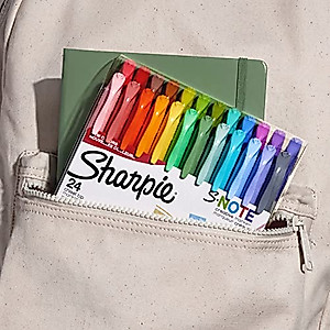 SHARPIE S-Note Creative Markers, Highlighters, Assorted Colors, Chisel Tip, 24 Count
