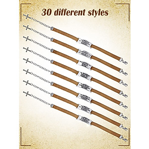 WILLBOND 30 Pcs Inspirational Message Leather Bracelet for Women Christian Engraved Ornament Jewelry Gift Religious Gifts for Women Motivational Quotes Women's Wrap Bracelets(Religion Style)