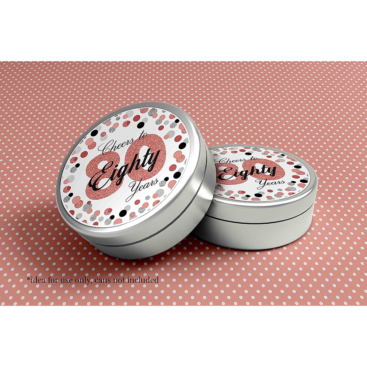 Confetti Rose Gold Polka Dot 80th Birthday Party Sticker Labels, 40 2" Party Circle Stickers by Amanda Creation, Great for Party Favors, Envelope Seals & Goodie Bags