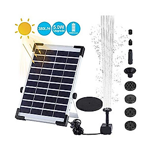n/a Solar Fountain Pump, Bird Bath Fountain 380L/H, 10V 5W Solar Fountain Outdoor Fountain for Small Pond, Swimming Pool, Terrace Garden