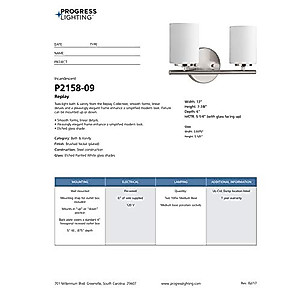 Replay Collection 2-Light Etched White Glass Modern Bath Vanity Light Brushed Nickel