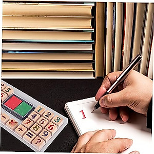 STOBOK Wood Rubber Stamp 2 Sets kidcraft playset Wooden Stamps stampers for Sealing Stamp Wood Rubber Stamp Planner Stamp Bamboo Number Signet Number Stamper Boxed Gift Sealing Stamp