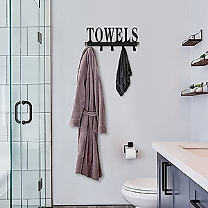 Over The Door Hook Hanger, Towel Holder for Bathroom, (Black)