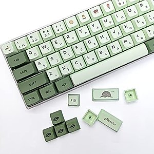 Matcha keycaps PBT 124 Keys XDA Profile Dye Sublimation ANSI Layout Set Japanese keycaps for Gateron Kailh Cherry MX Switches Mechanical Gaming Keyboards